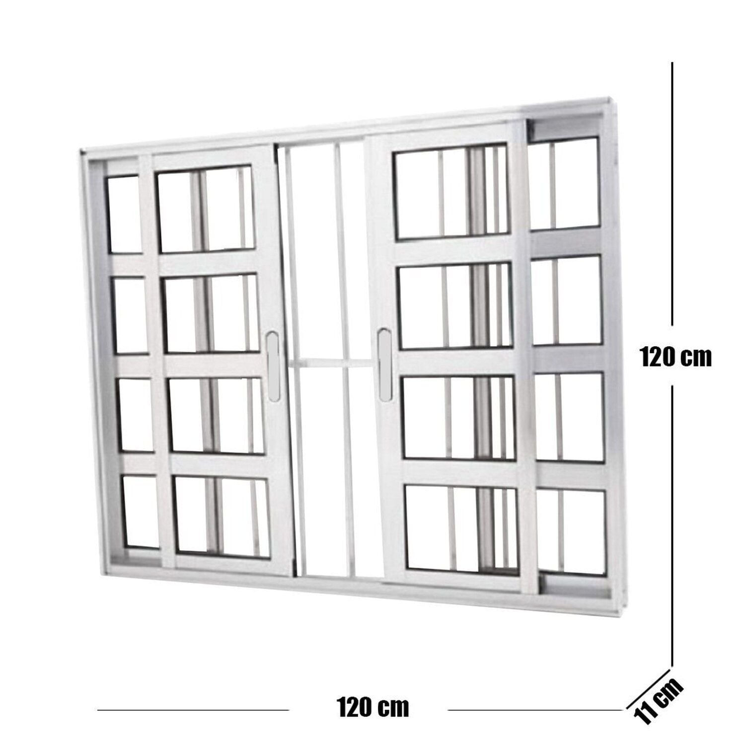 Janela Vitrô Travessa De Alumínio 4 Folhas 120 X 120cm Com Grade Linha ...
