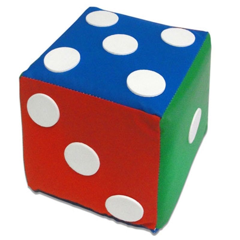 Cubo dado em espuma revestida de bagum colorido com aplicação de pontos ...