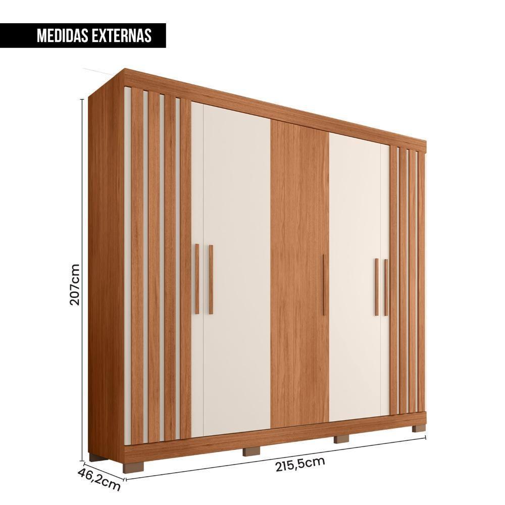 Guarda Roupa Casal 5 Portas 2 Gavetas Marta Marrom Caemmun - Carrefour