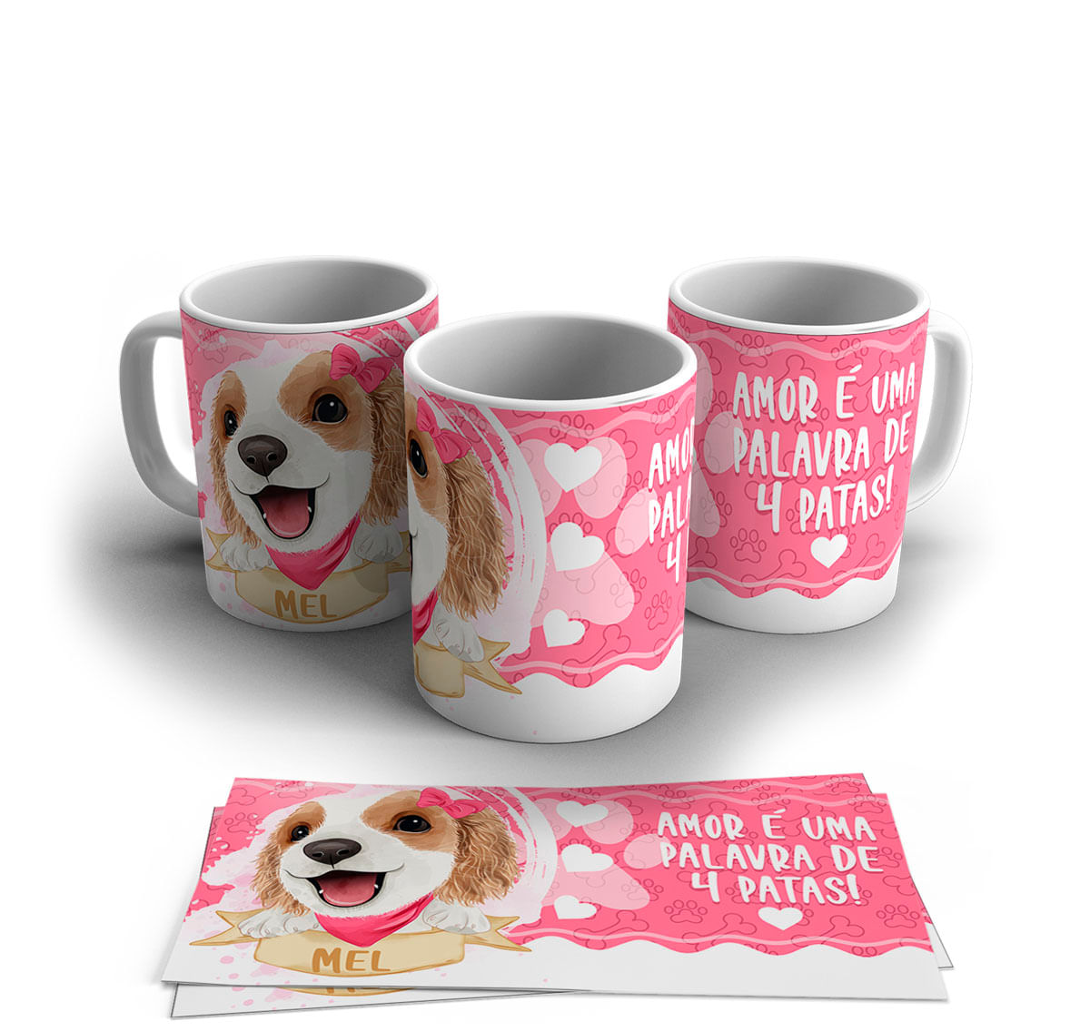 Caneca personalizada de porcelana com qualidade fotográfica de alto brilho, com o tema: Pets Uma ...