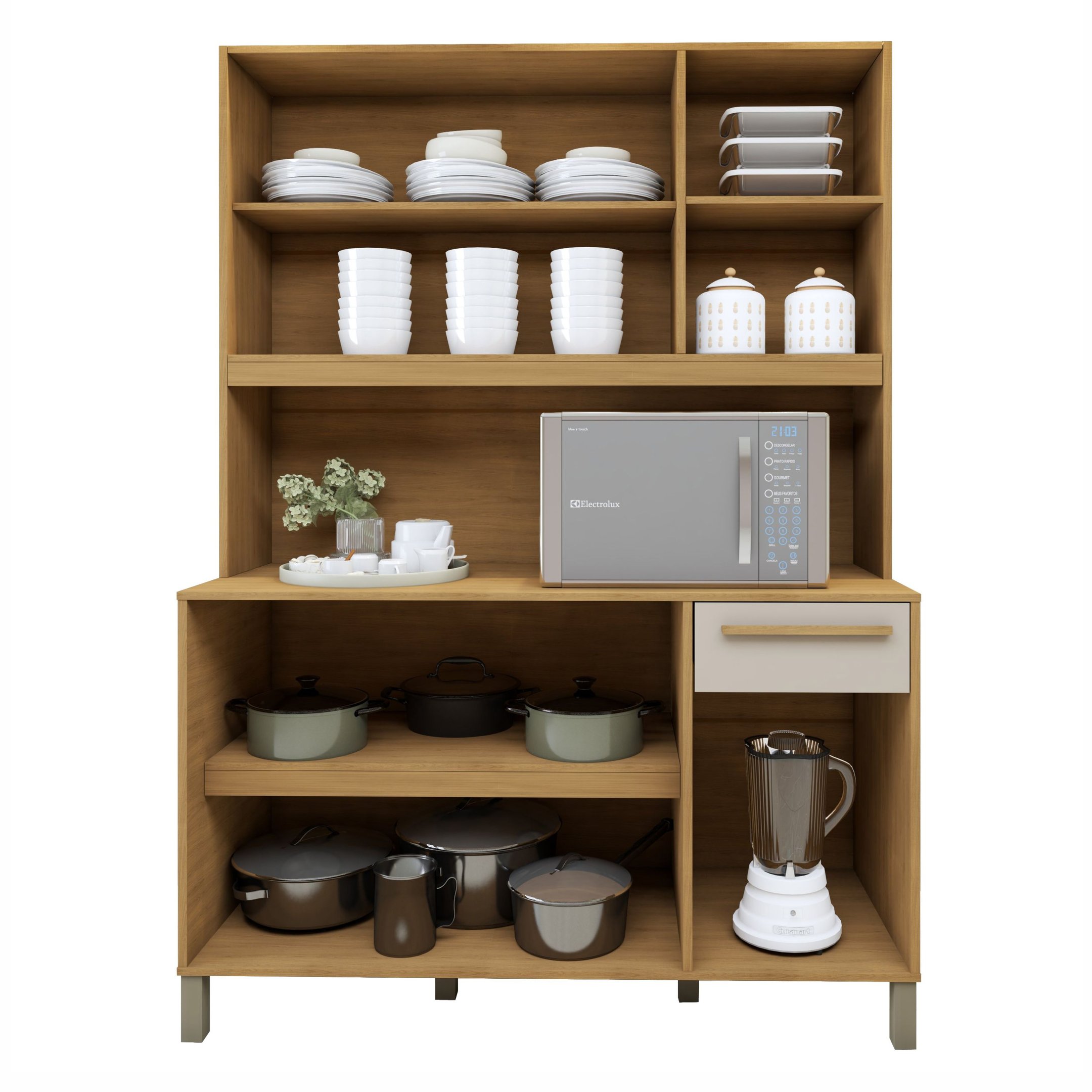 Armário Para Cozinha 5 Portas 1 Gaveta Rubi Valdemóveis Cinamomo/off ...