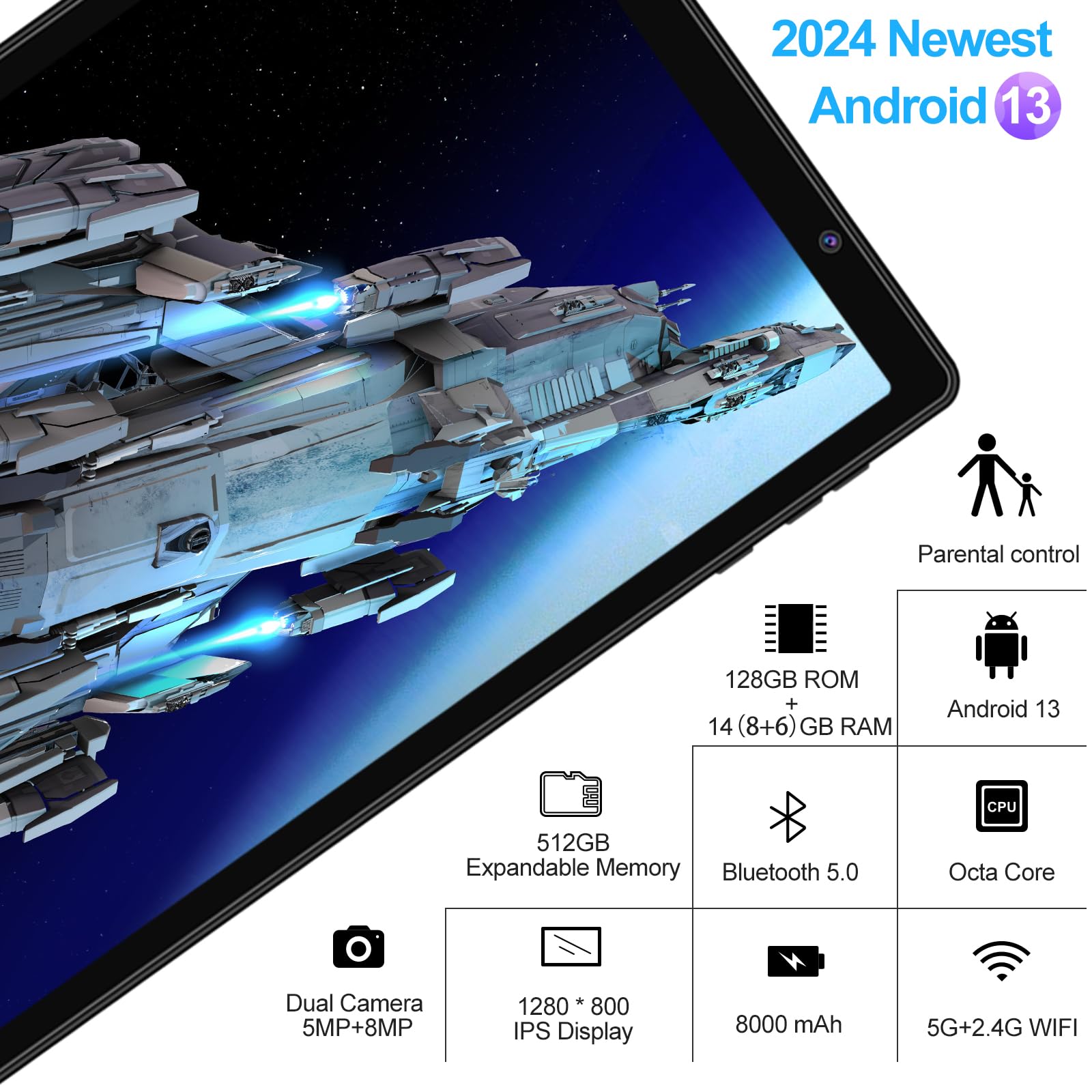 Tablet Aocwei 2025 Android 13 De 10 Polegadas 14 Gb Ram 128 Gb Rom 1 Tb ...