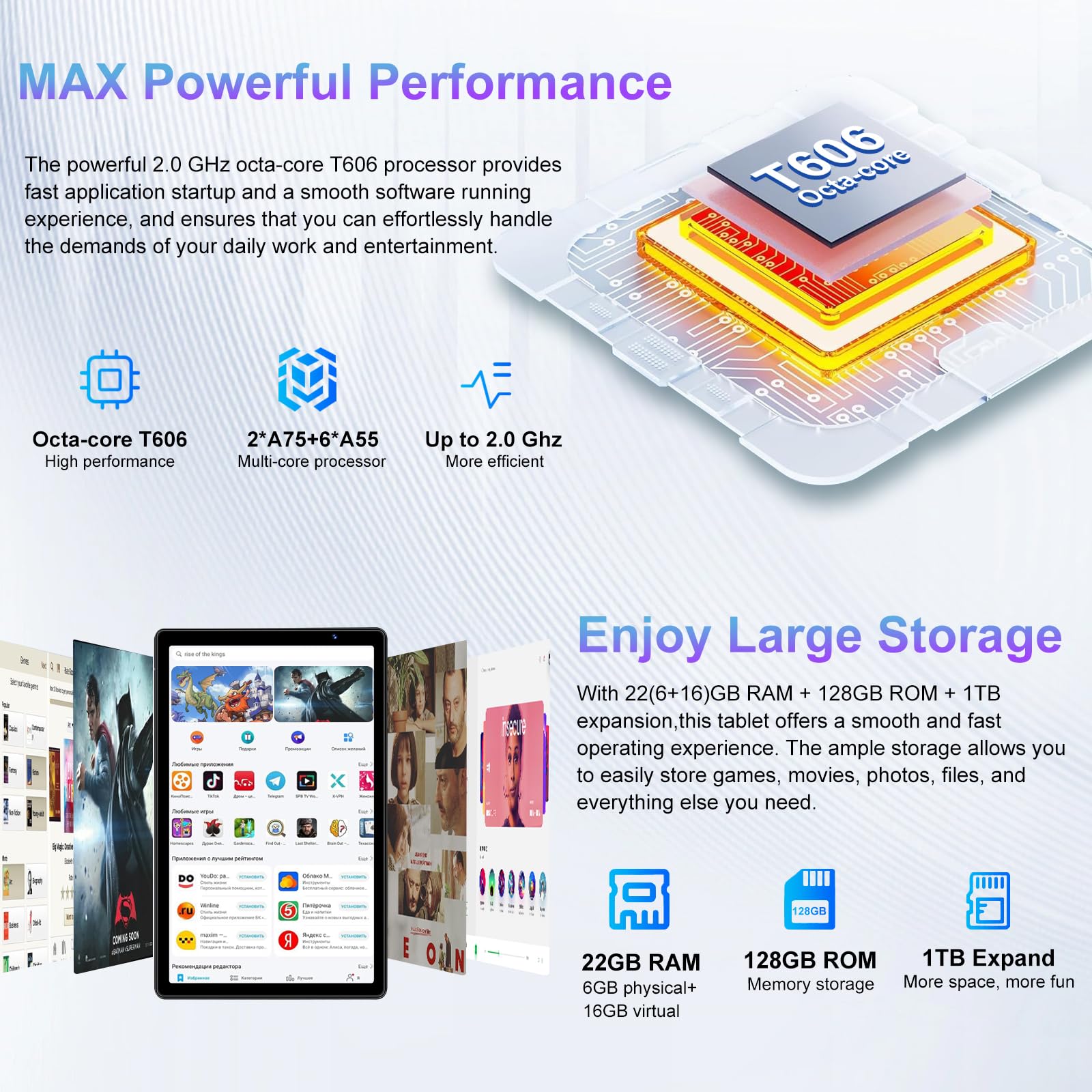 Tablet Juedur 2025 Android 14 10 Polegadas 22 Gb+128 Gb +1 Tb Verde ...