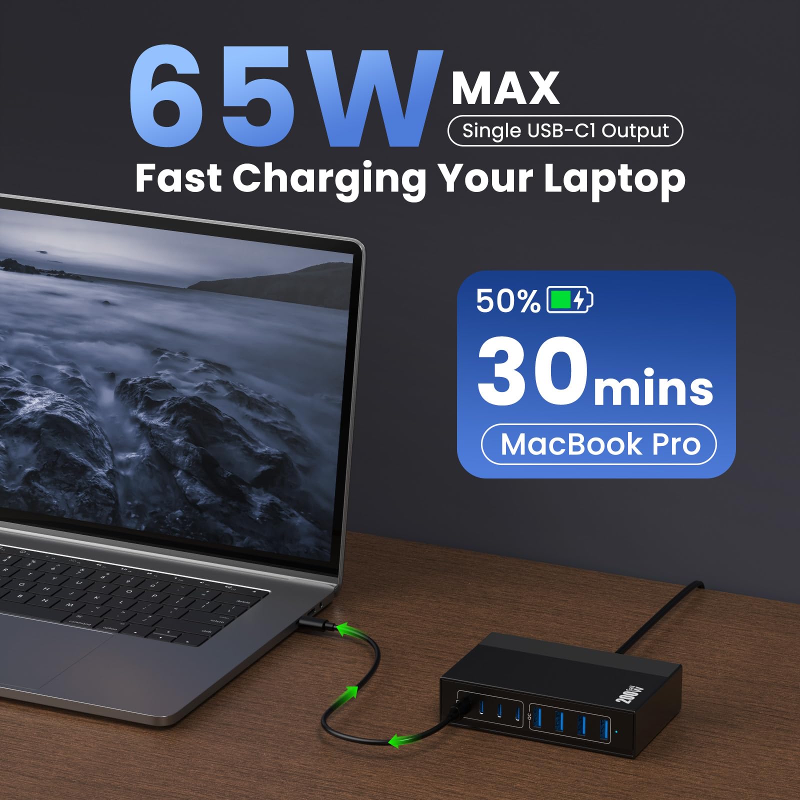 Bloco De Carregamento Fochew 200w Usb C Gan Iii 8 Em 1 Pd 65w - Carrefour