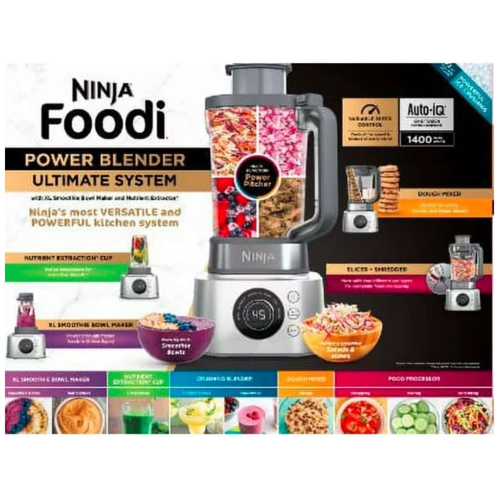 Liquidificador De Bancada 6 Em 1, 2,1l Com Acessórios E Mostrador Digital, 1200w, Ninja Ss400 ...