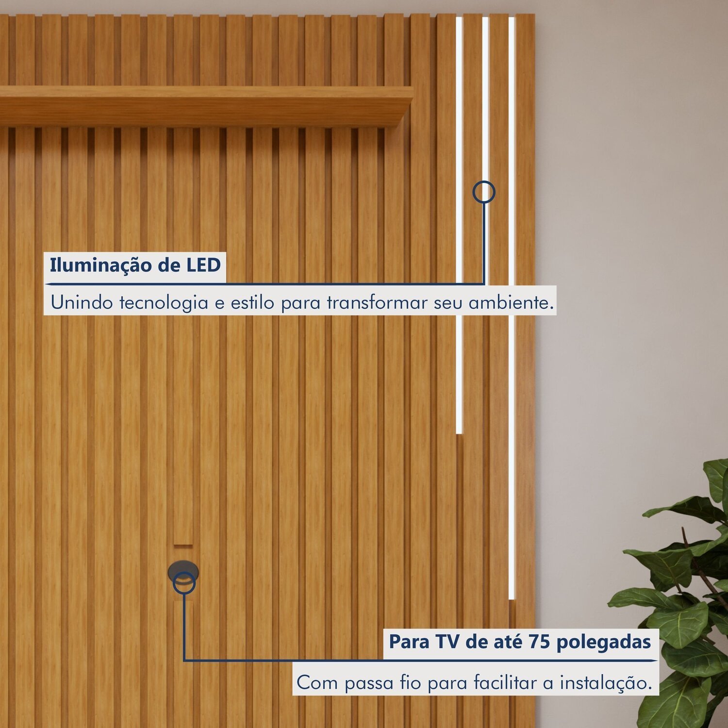 Conjunto Rack Arezzo 180cm Com Painel Ripado Com Led Para Tv De Até 75 ...