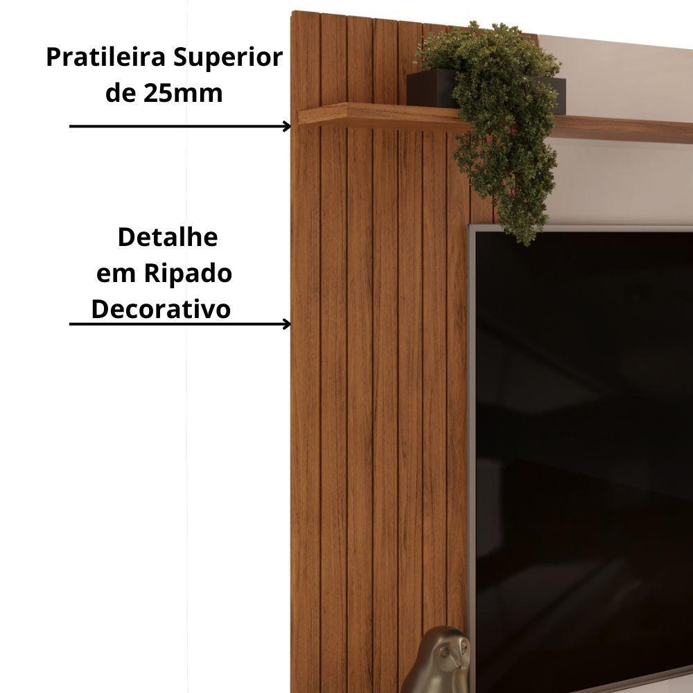 Painel Suspenso Leoni Para Tv Até 65" Ripado Portas Deslizantes 180cm ...