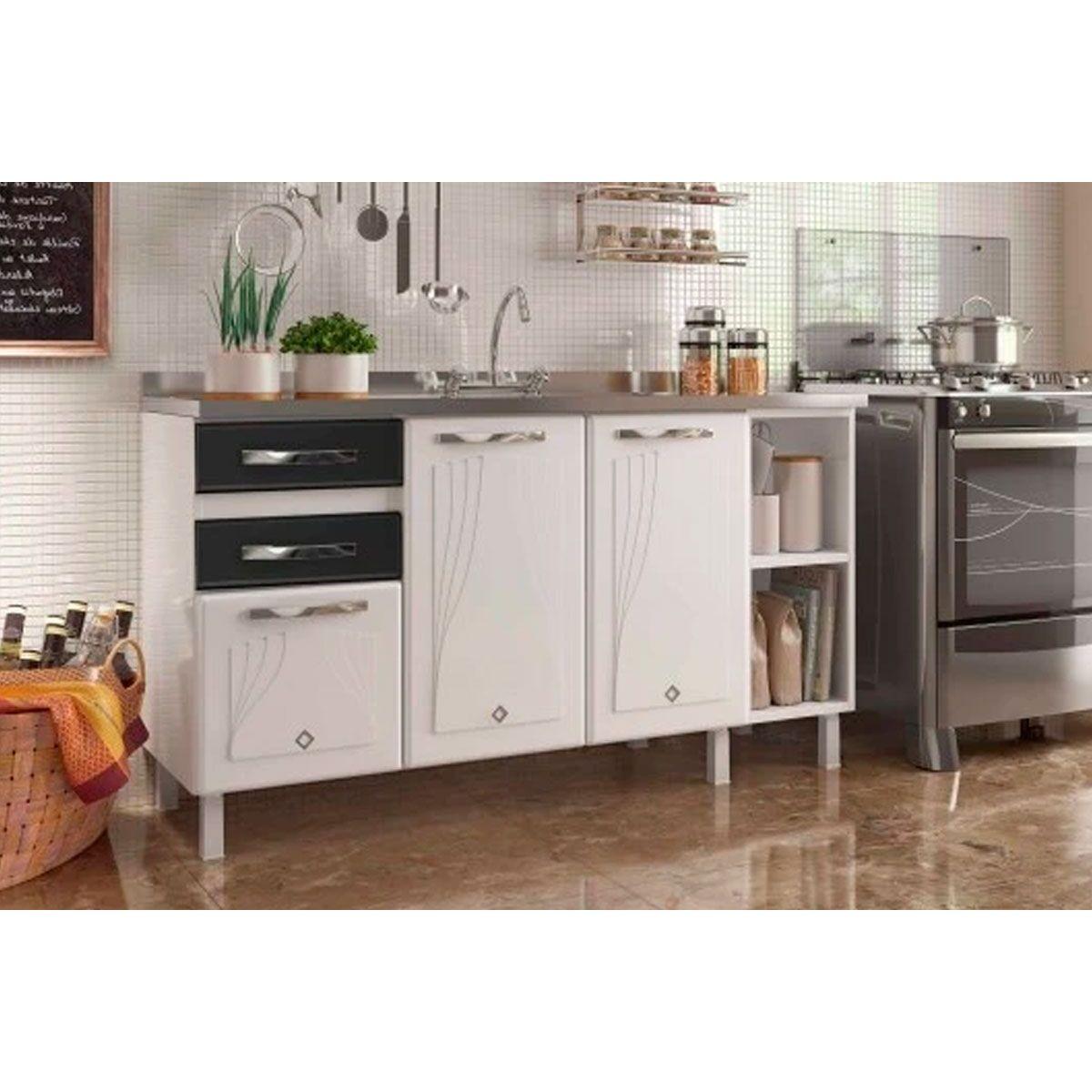 Módulo Cozinha Telasul Star New Balcão 3 Portas E 2 Gavetas S/tampo ...