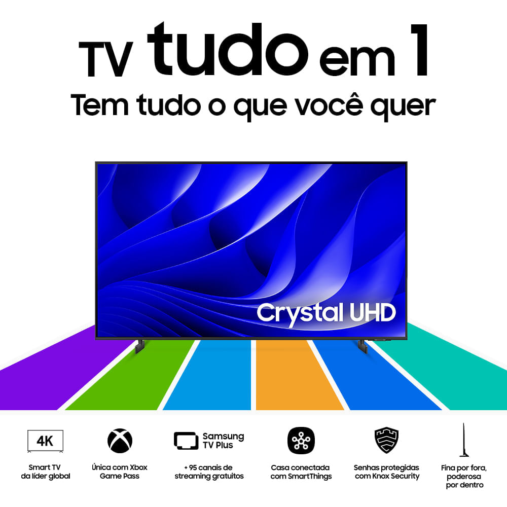 Smart TV Samsung Crystal UHD 4K 75" polegadas 75DU8000 com painel ...