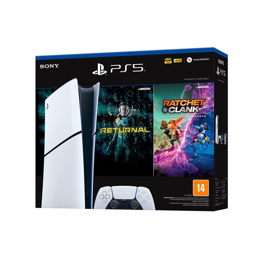 Playstation 5 Sony 1TB Slim Digital + 2 Jogos (Returnal e Ratchet Clank ...