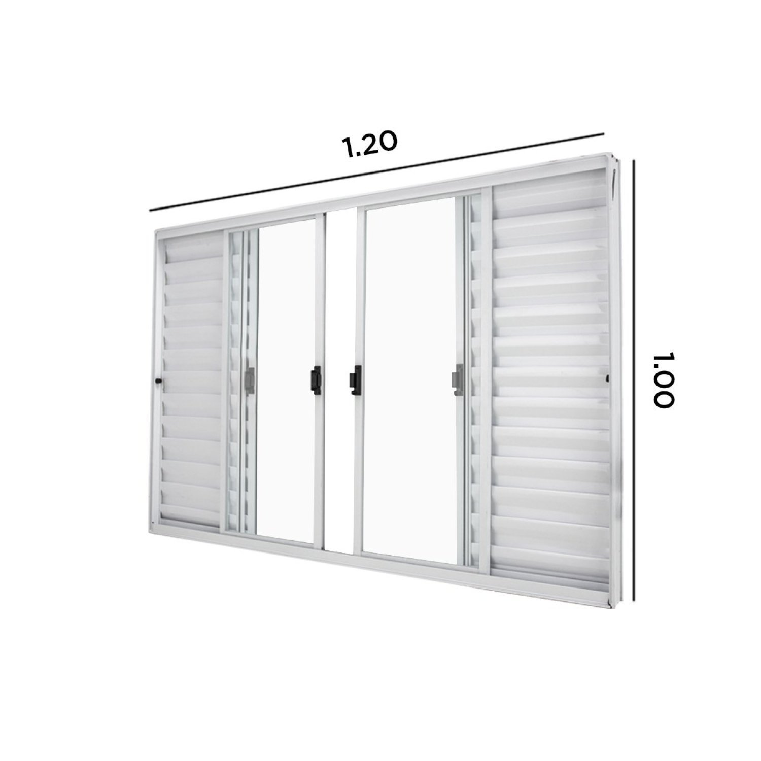 Janela Veneziana Abertura Central 6 Folhas Grade Vidro Liso 100x120cm ...