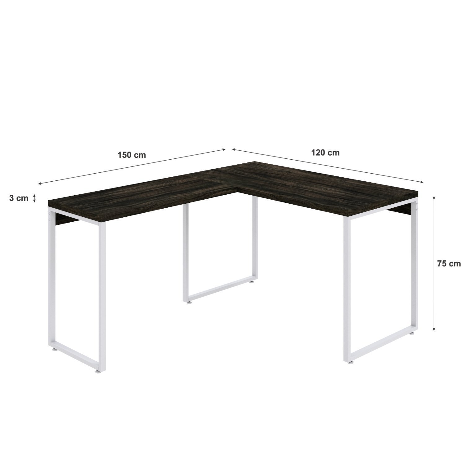 Mesa De Escritório Em L Estilo Industrial 120x150cm Kuadra - Carrefour