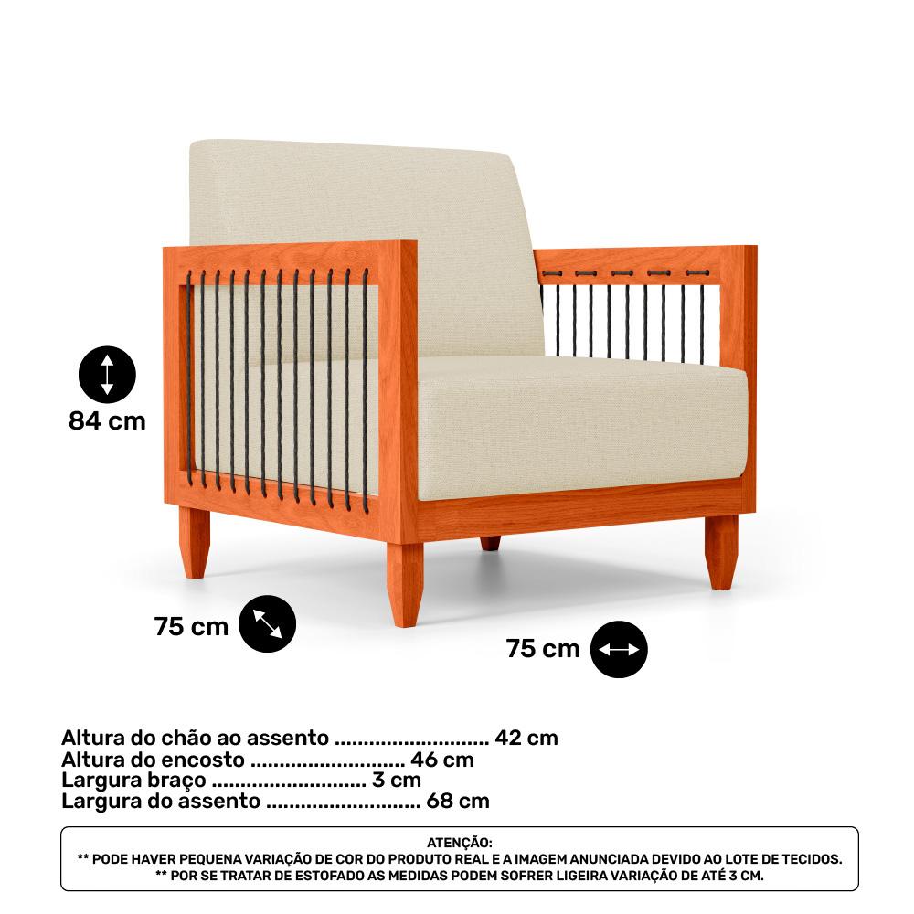 Poltrona Decorativa Varanda Samoa Madeira Maciça Com Cordas Náutica ...