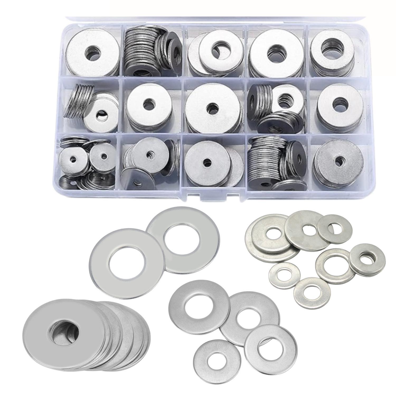 Kit 230 Arruelas Lisa Aba Larga Inox M3 M4 M5 M6 M8 M10 M12 - Carrefour