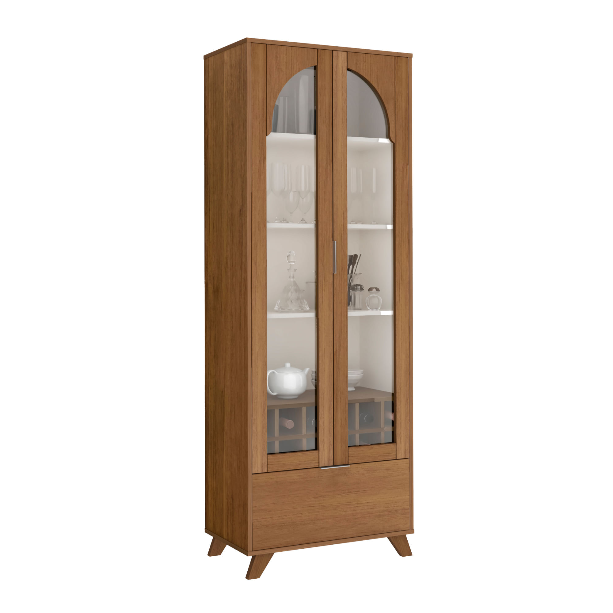 Cristaleira Com Adega Artely Murano Cor Cinamomo Com Off White - Carrefour