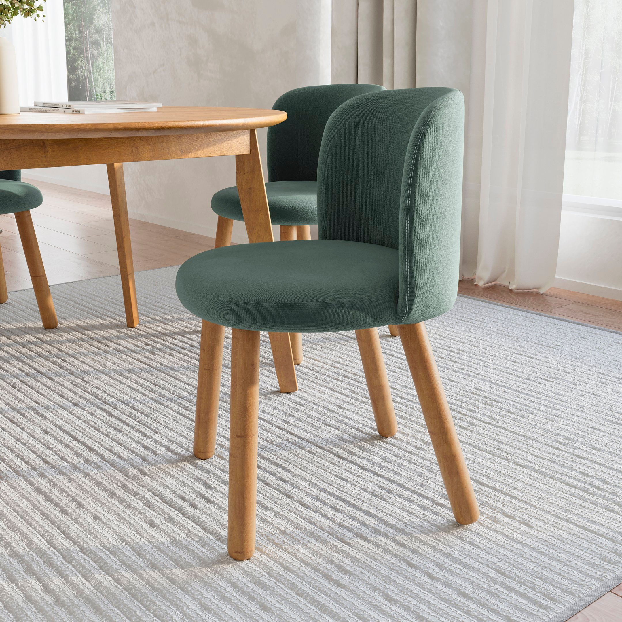 Mesa De Jantar Extensível Redonda Com 4 Cadeiras Madeira Maciça Tasila ...