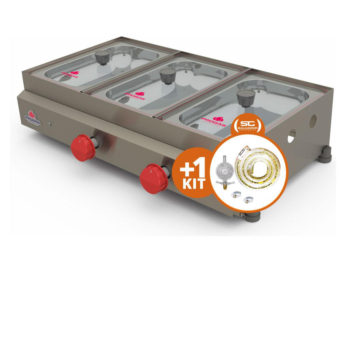 Molheira 3 Cubas A Gás 2 Quente Pr-03g + Kit Gás - Progás - Carrefour