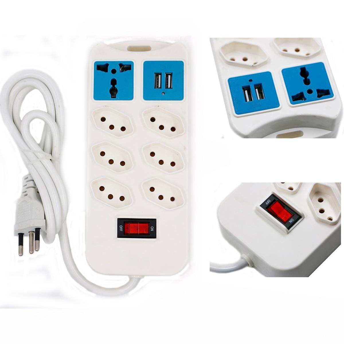 Régua Tomada 7 Entradas Com 2 Saídas Usb Branco Universal - Carrefour