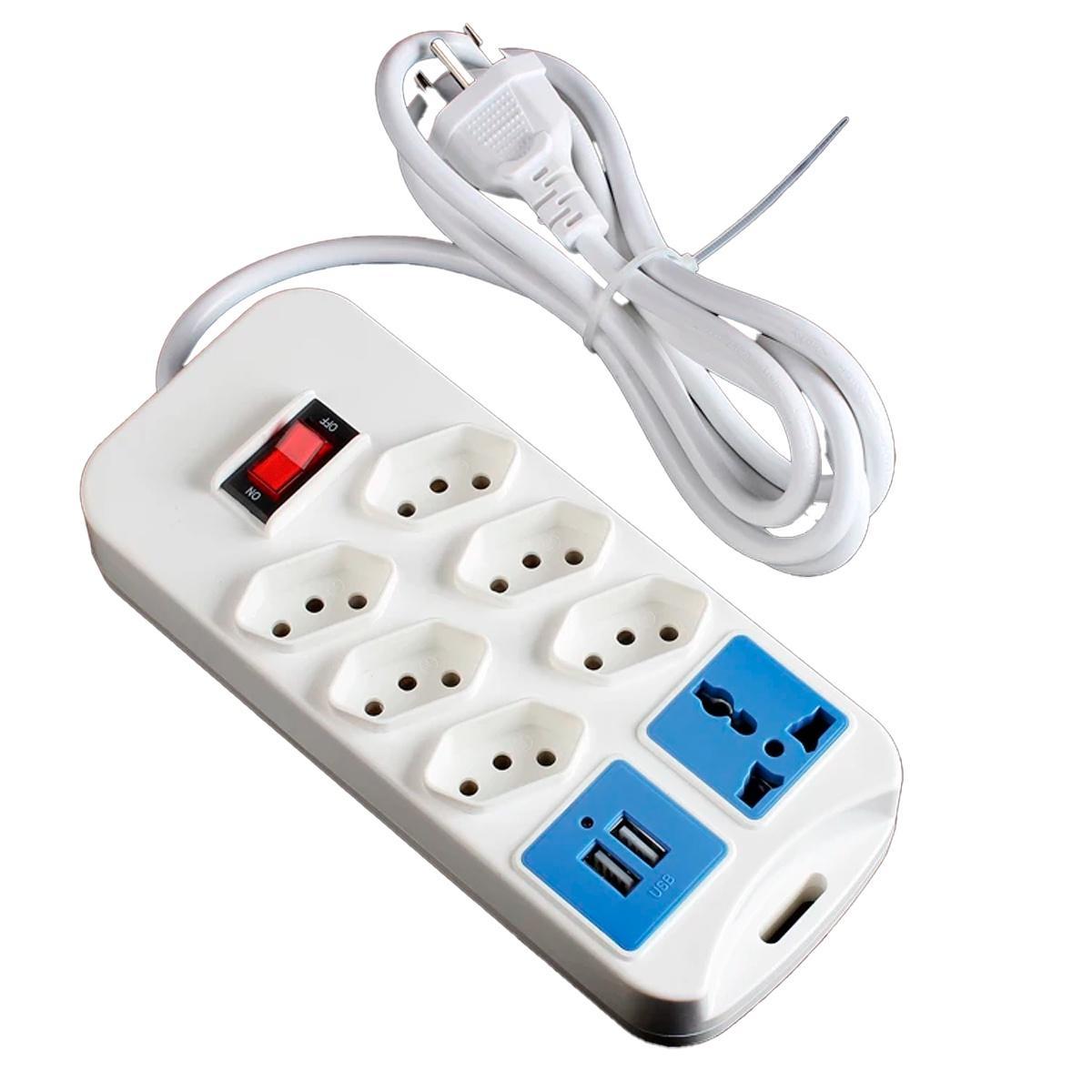 Régua Tomada 7 Entradas Com 2 Usb Branco Universal - Carrefour