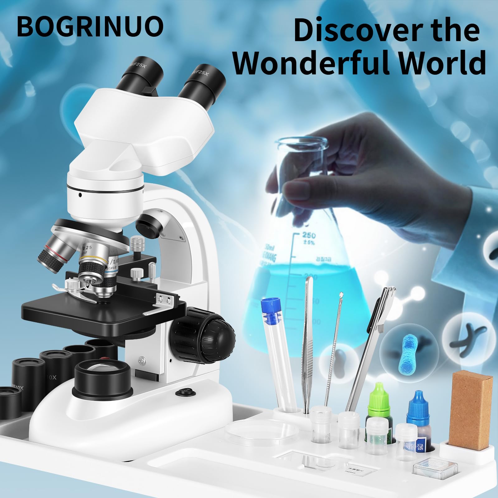 Microscópio Binocular Composto Bogrinuo Wf10x/wf25x 40-2000x - Carrefour