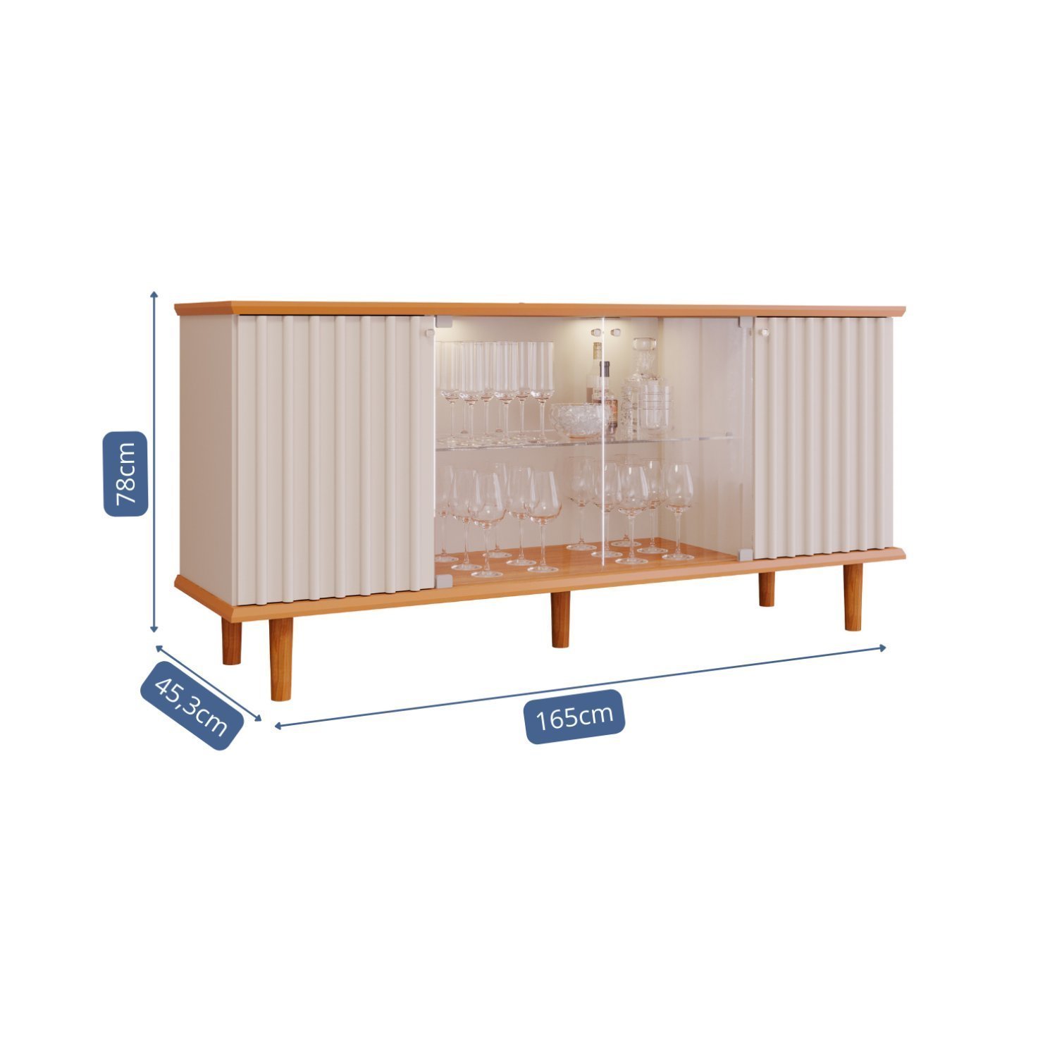 Buffet Para Sala De Jantar 3 Prateleiras Janice Cinamomo/off White ...