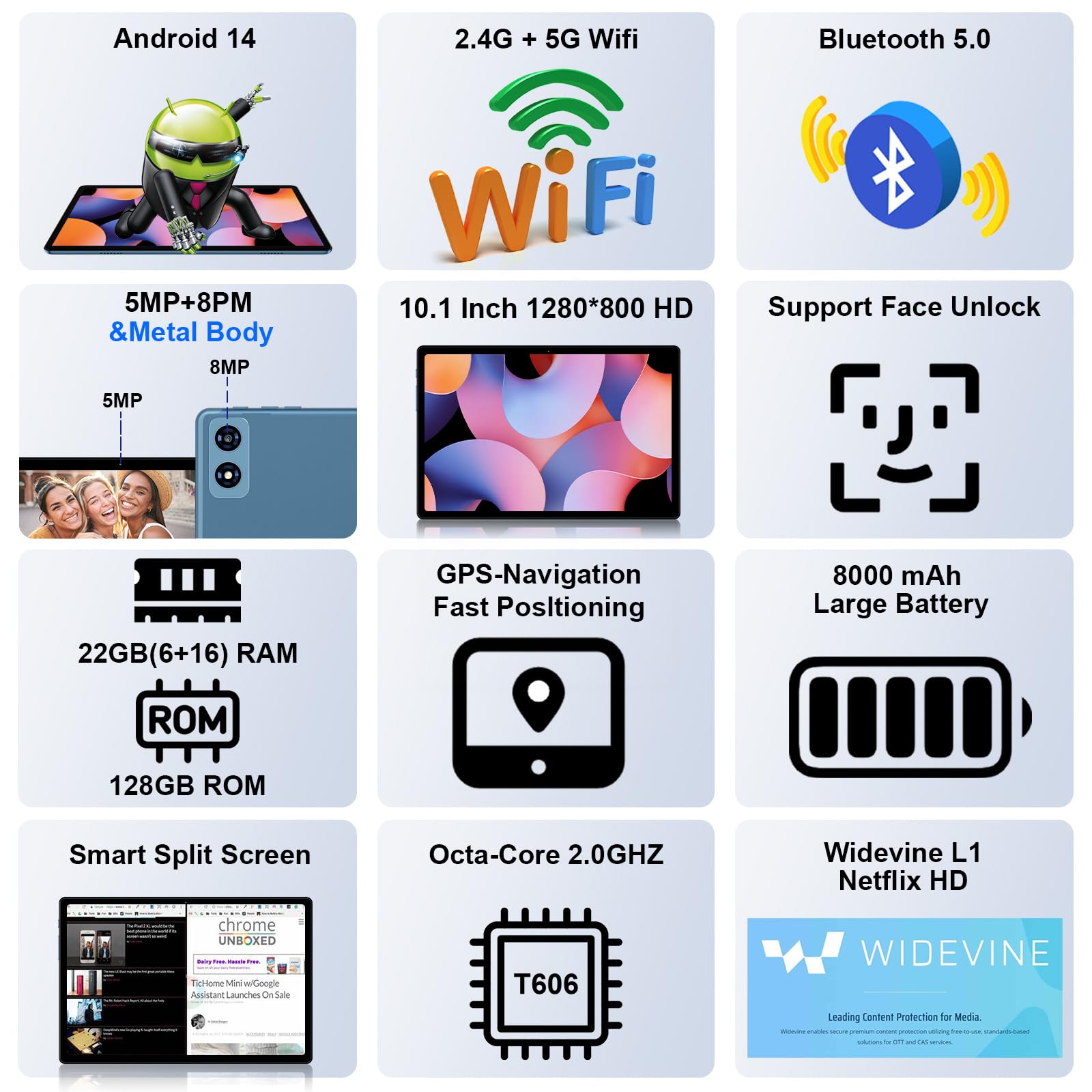 Tablet Fezawio 2025 Android 14 De 10 Polegadas 22 Gb Ram 128 Gb Rom ...