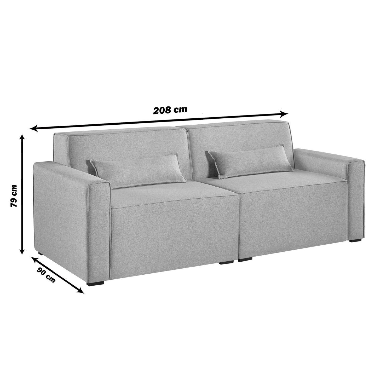 Sofá 2 Lugares 208cm Linho Lutz Yescasa Cinza - Carrefour