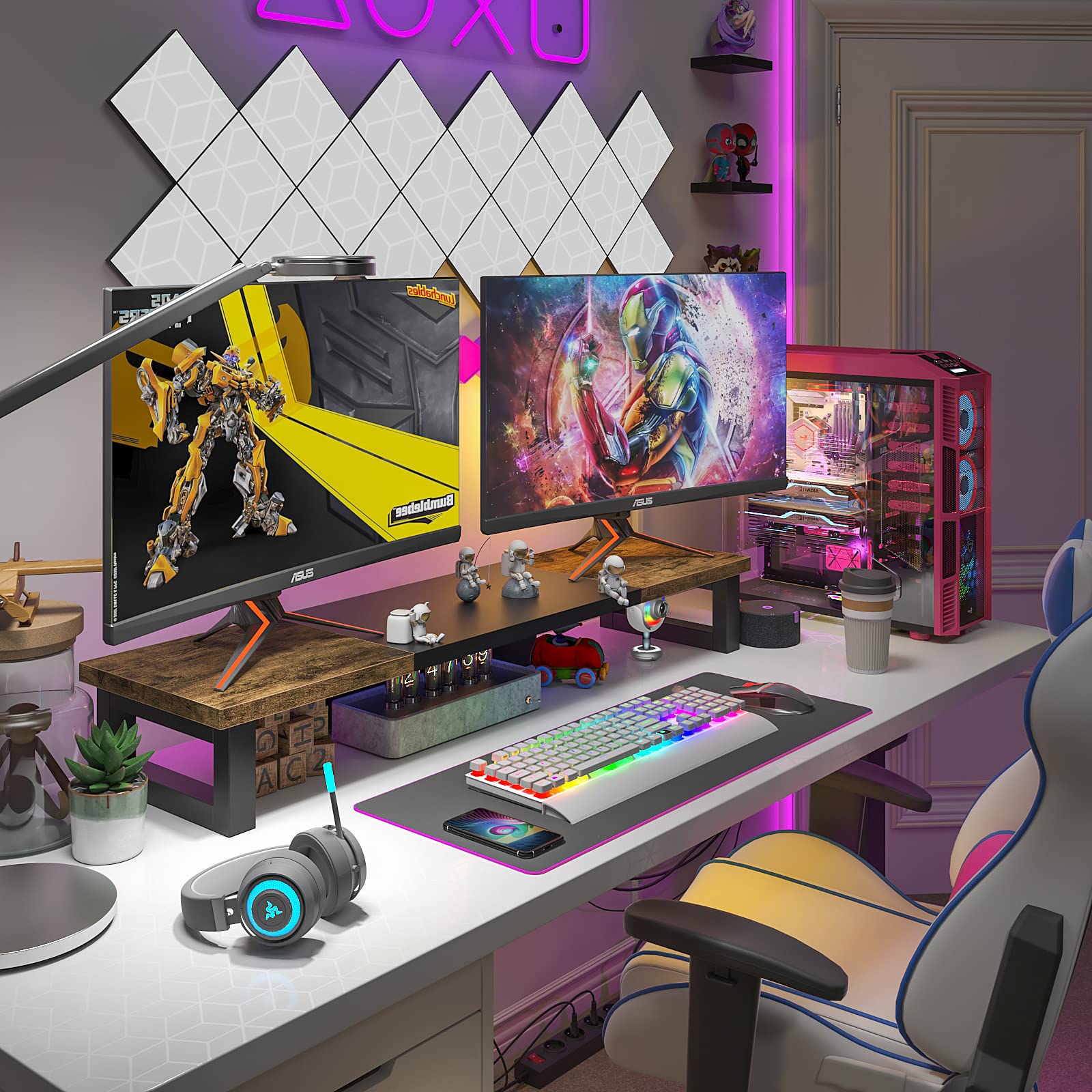 Monitor Stand Riser Westree Dual Madeira/aço Para 2 Monitores - Carrefour