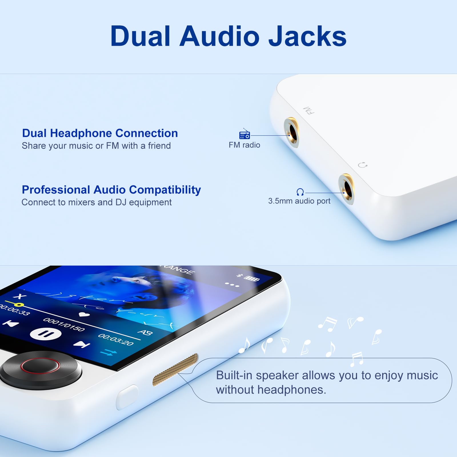 Leitor Mp3 Joliker 128gb Com Bluetooth 5.3, Tela Sensível Ao Toque ...