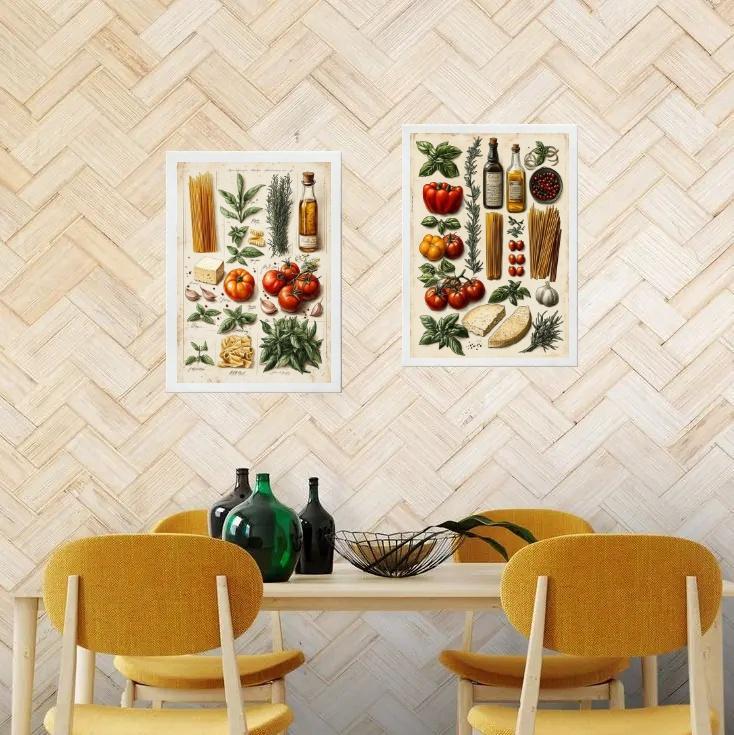Kit 2 Quadros Cozinha Italiana Vintage Ingredientes 24x18cm - Carrefour
