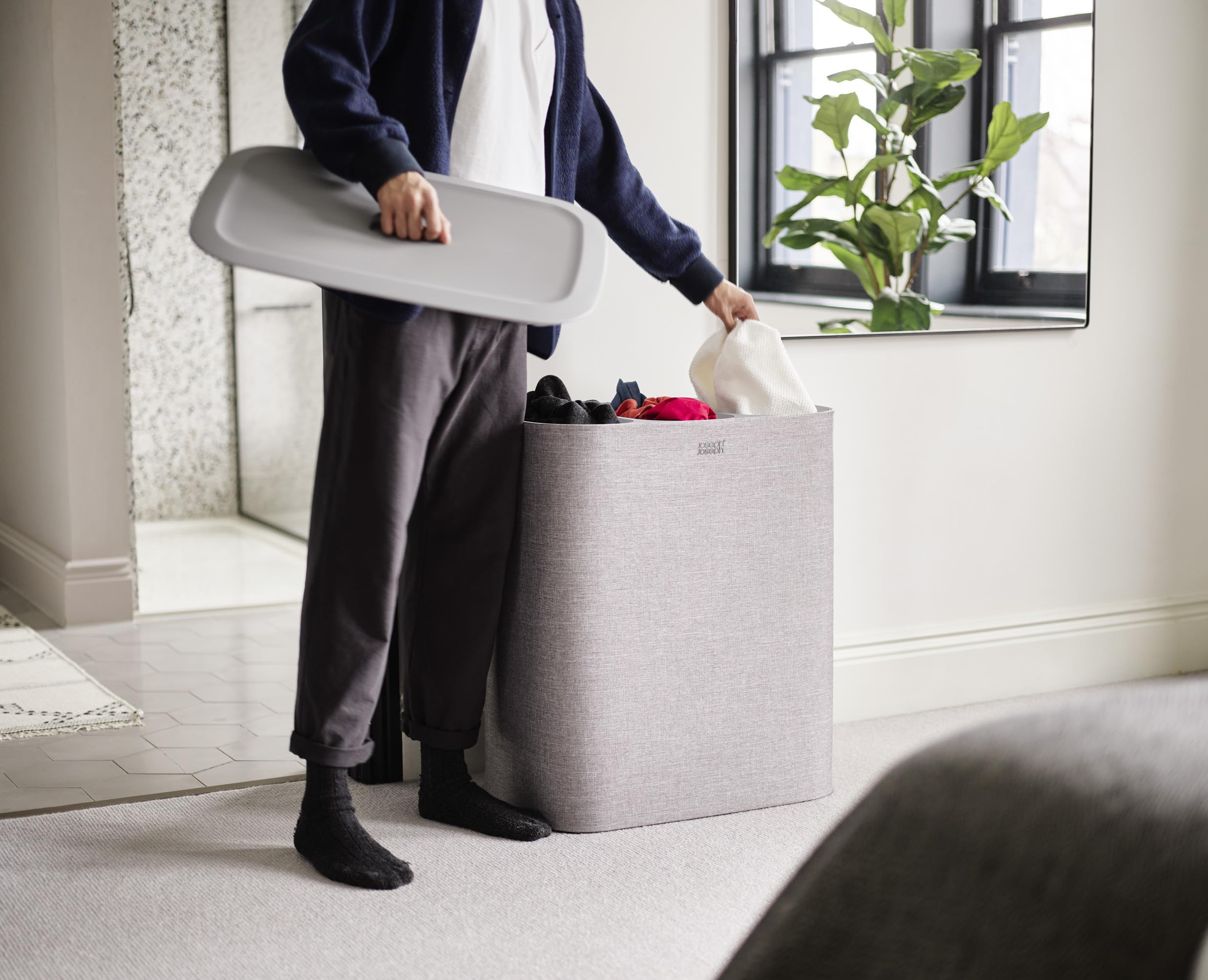 Cesto De Roupa Suja Joseph Joseph Tota Trio 90l Com 3 Sacos Cinza ...