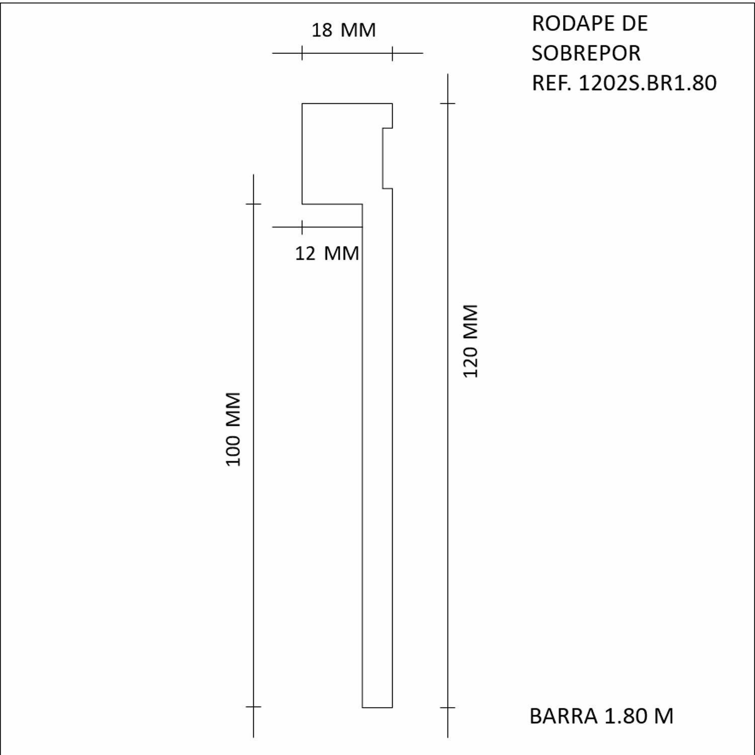 Rodapé De Mdf 12cmx18cmx180cm Barra De Sobrepor Com Friso 1202 Branco ...