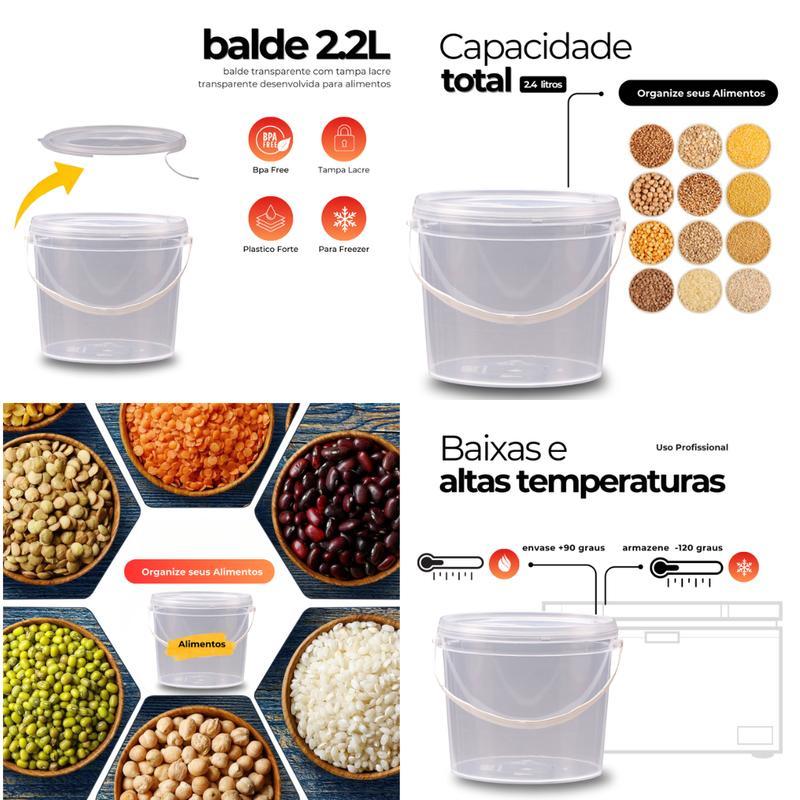Balde Tampa Transparente Prático - Kit 8 Pçs - Carrefour