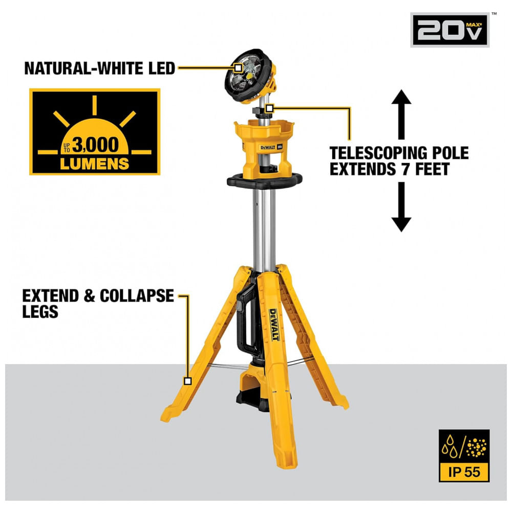 Lanterna Luz De Trabalho Led 20v Max Com Suporte E Bateria, Dewalt ...