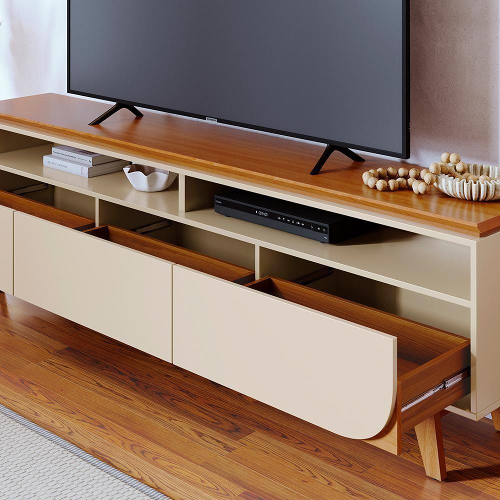 Rack Bancada Selene Cinamomo/off White Para Tv Até 75 - Madetec - Carrefour