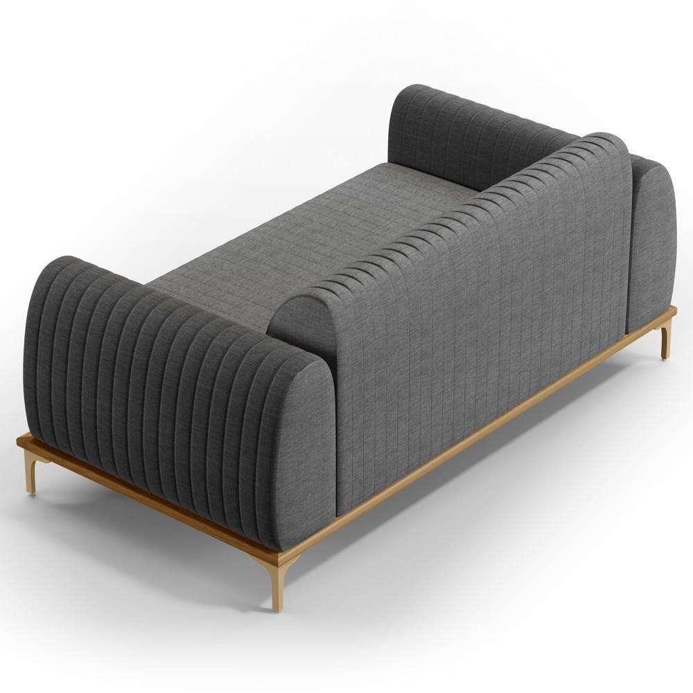Sofá 150cm 2 Lugares Base Gold D06 Linho C-416 Cinza Escuro - Carrefour
