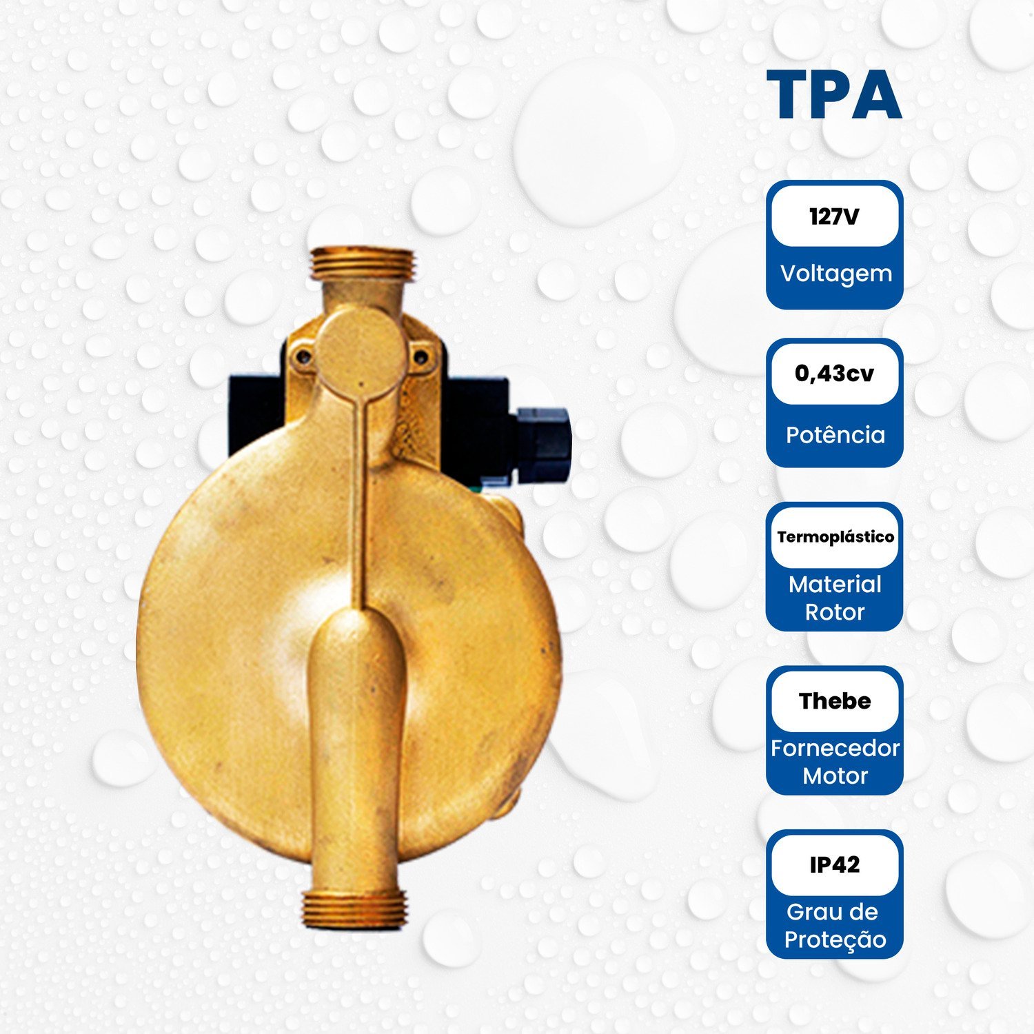 Bomba Monoestágio Tpa 25-15-200b Monofásico Motor Thebe 320w 127v ...