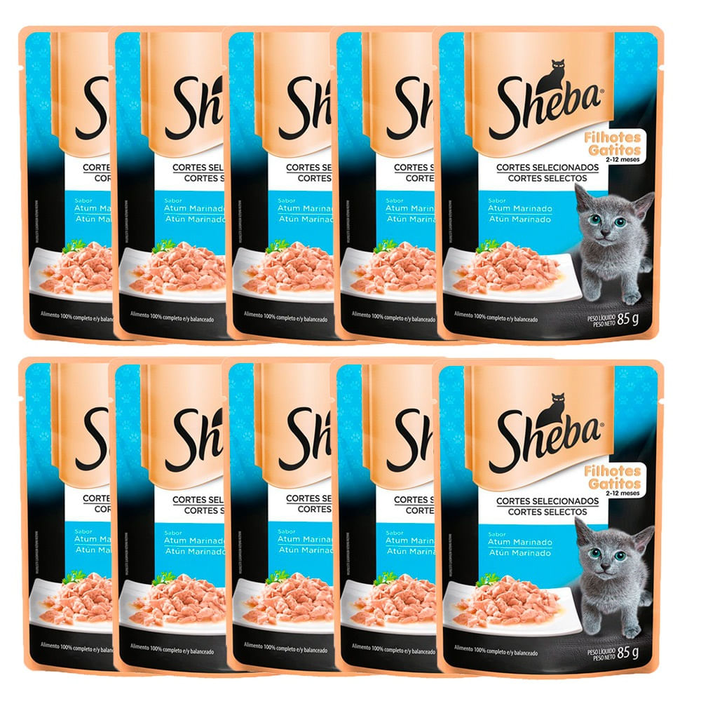 Caixa 10un Ração Úmida Sheba Sachê Gatos Filhotes Atum 85g - Carrefour