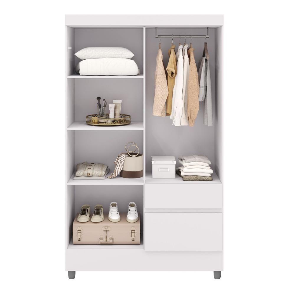 Guarda Roupa Solteiro 4 Portas 2 Gavetas Exemplar Plus - Branco-camarim ...