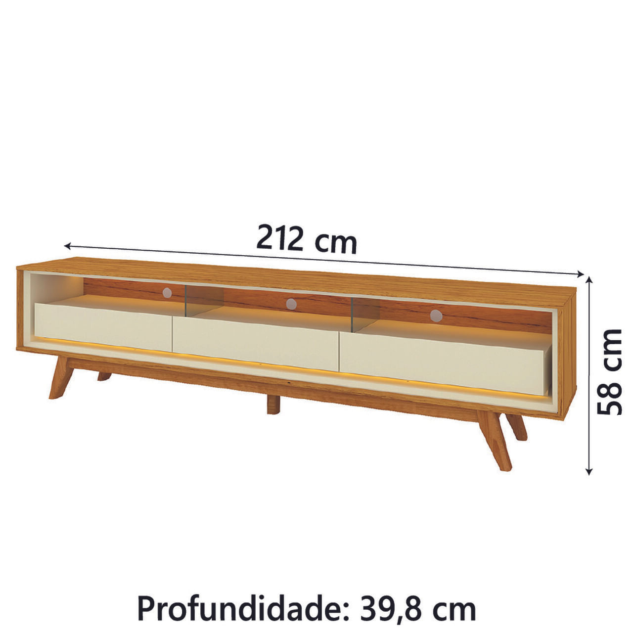 Rack Bancada Para Tv Até 90 Polegadas Com Led Requinte Madeirado/off ...