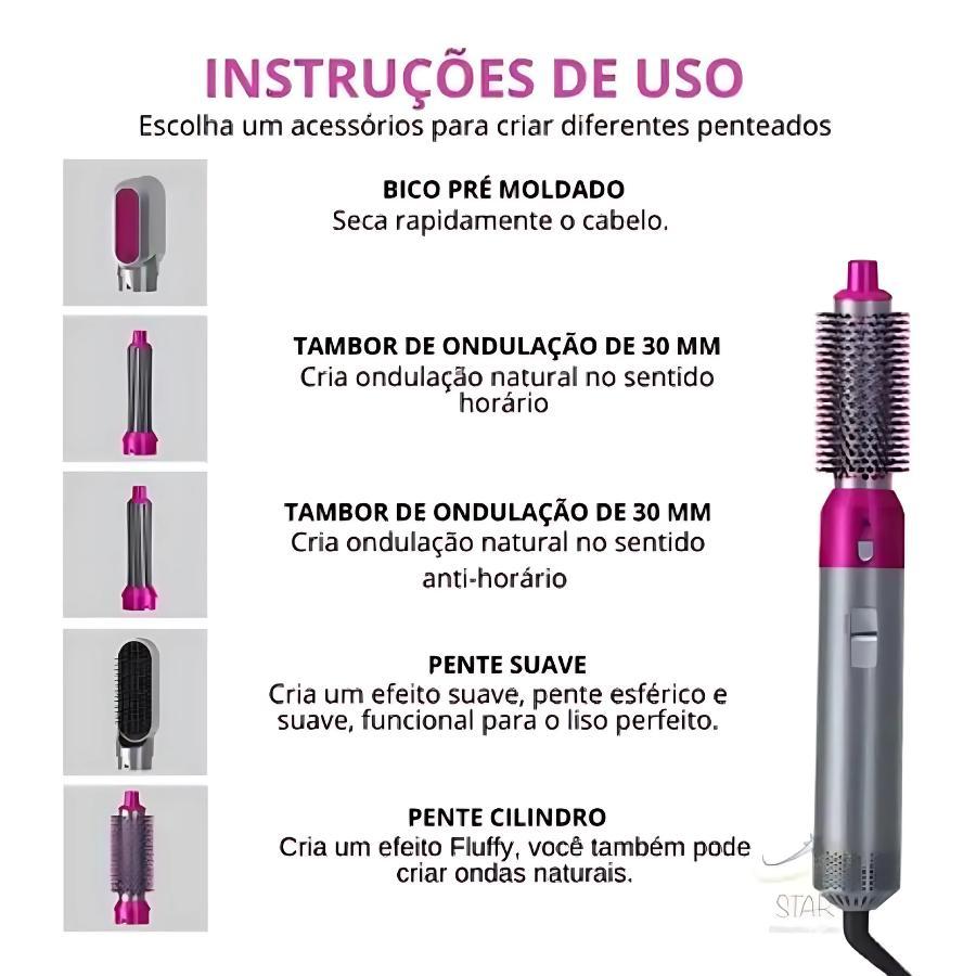 Escova Secador Profissional 5 Em 1 Cabelos Bonitos E Sem - Carrefour