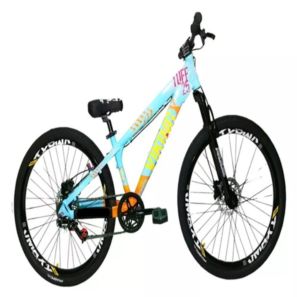 Bicicleta Vikingx Azul Laranja Aro 26 Single Wheeling Freio Hidráulico ...