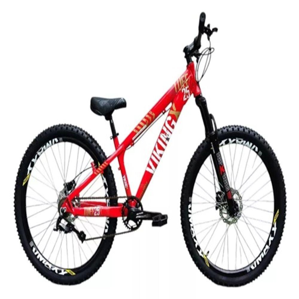 Bicicleta Vikingx Vermelho Aro 26 Single Wheeling Freio Hidráulico ...