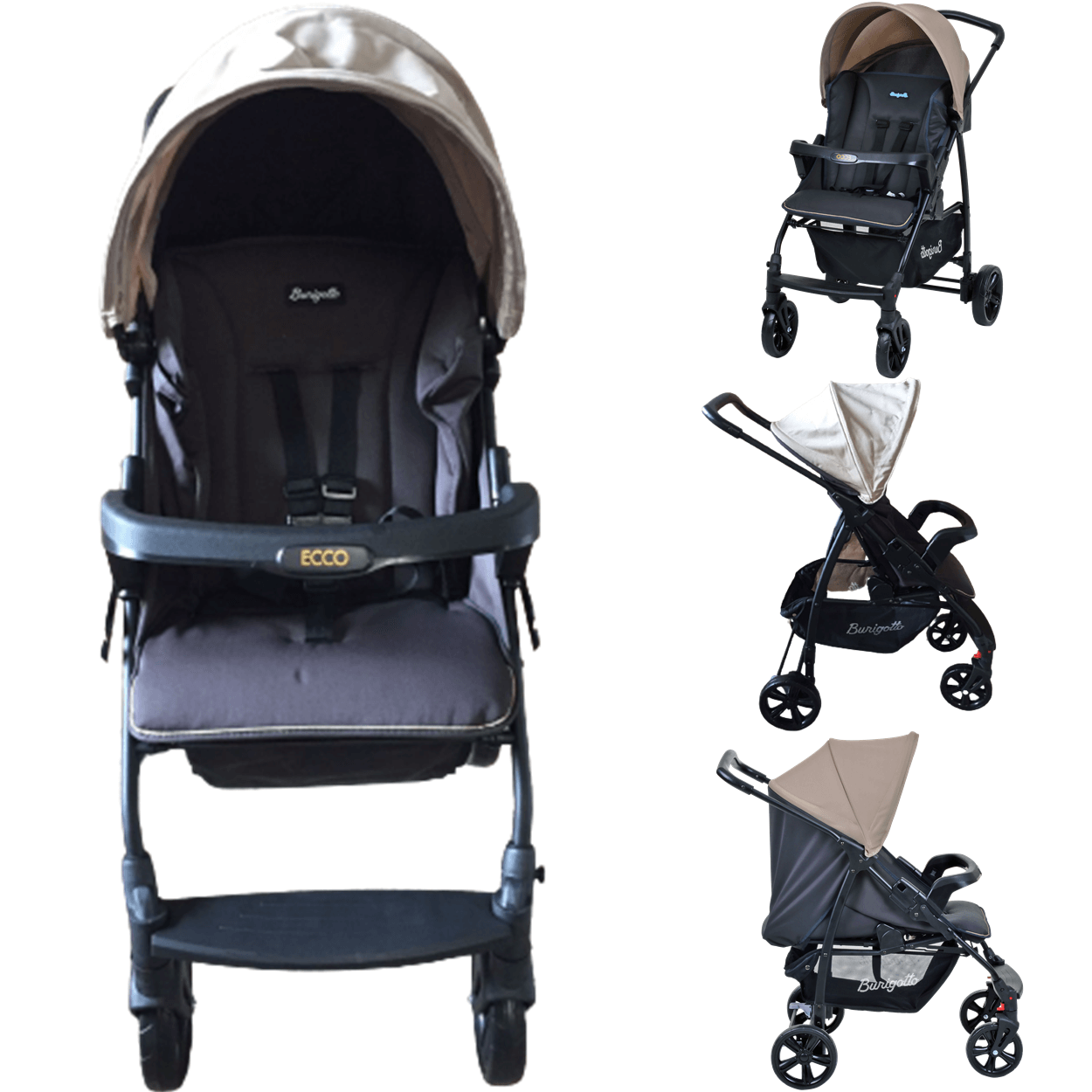 Carrinho + Bebê Conforto + Base Cinza Bege - Burigotto - Carrefour