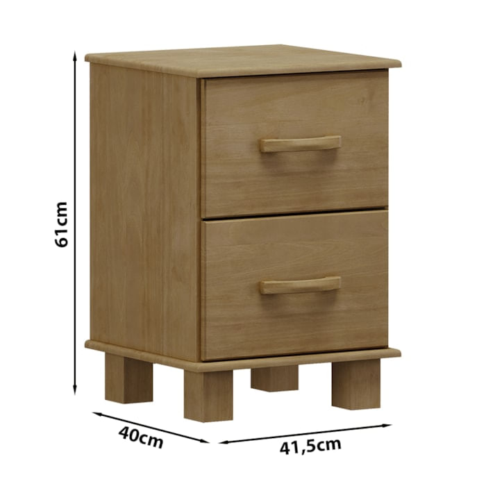 Mesa De Cabeceira Madeira Maciça 2 Gavetas 42 Cm 1137 Freijo Milani ...