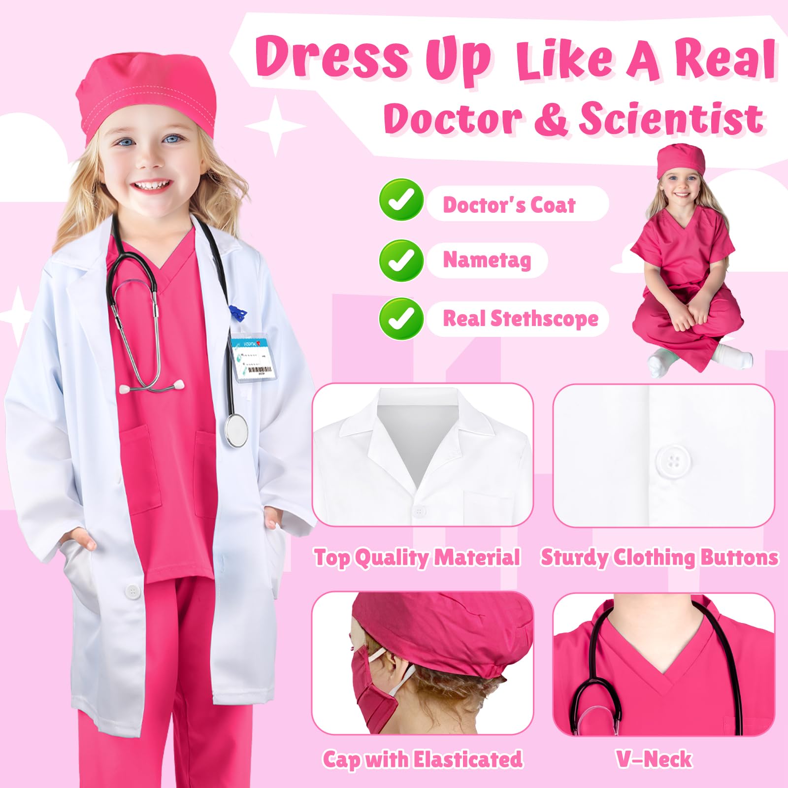 Esfoliante Doctor Costume Yadiya Com Estetoscópio Para Crianças E ...