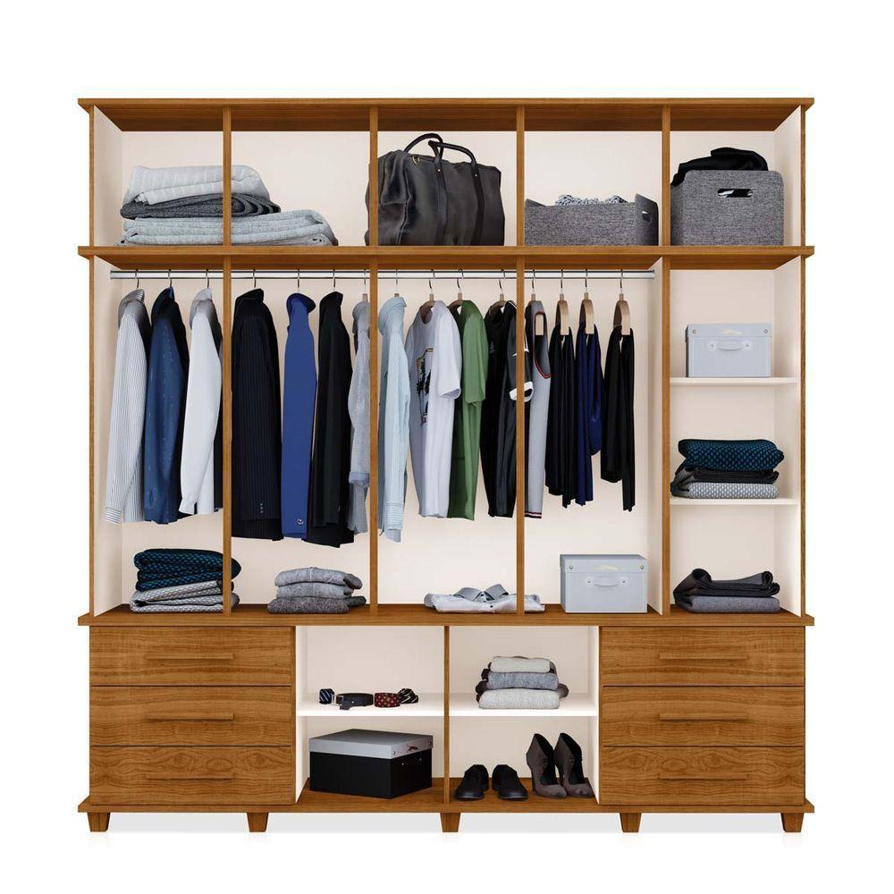 Guarda Roupas Casal 5 Portas 12 Gavetas Com Maleiro Berlim Malbec ...