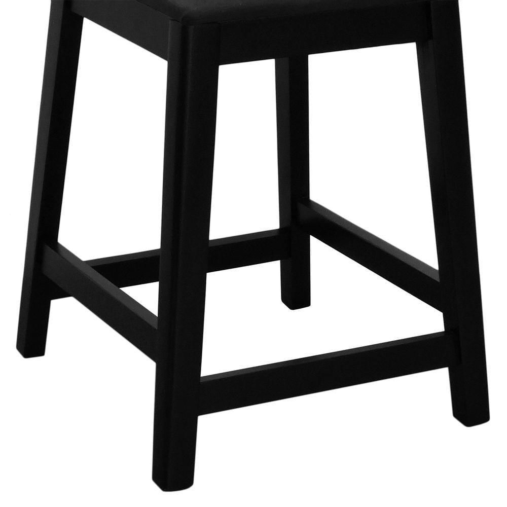 Banqueta Média River Madeira Maciça - Preto Assento Estofado Linho ...