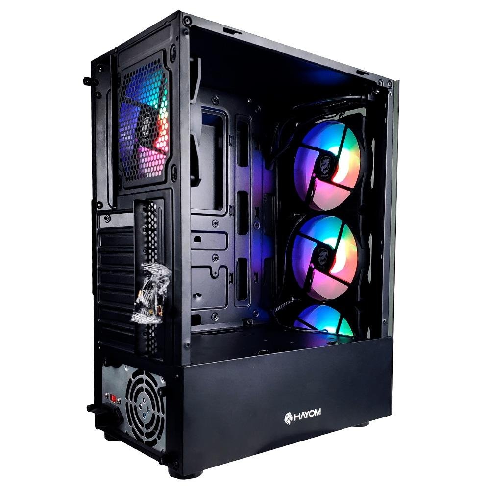 Gabinete Gamer Hayom Gb1759 3 Fans Rgb S/fonte Midtower Vidro Temperado ...