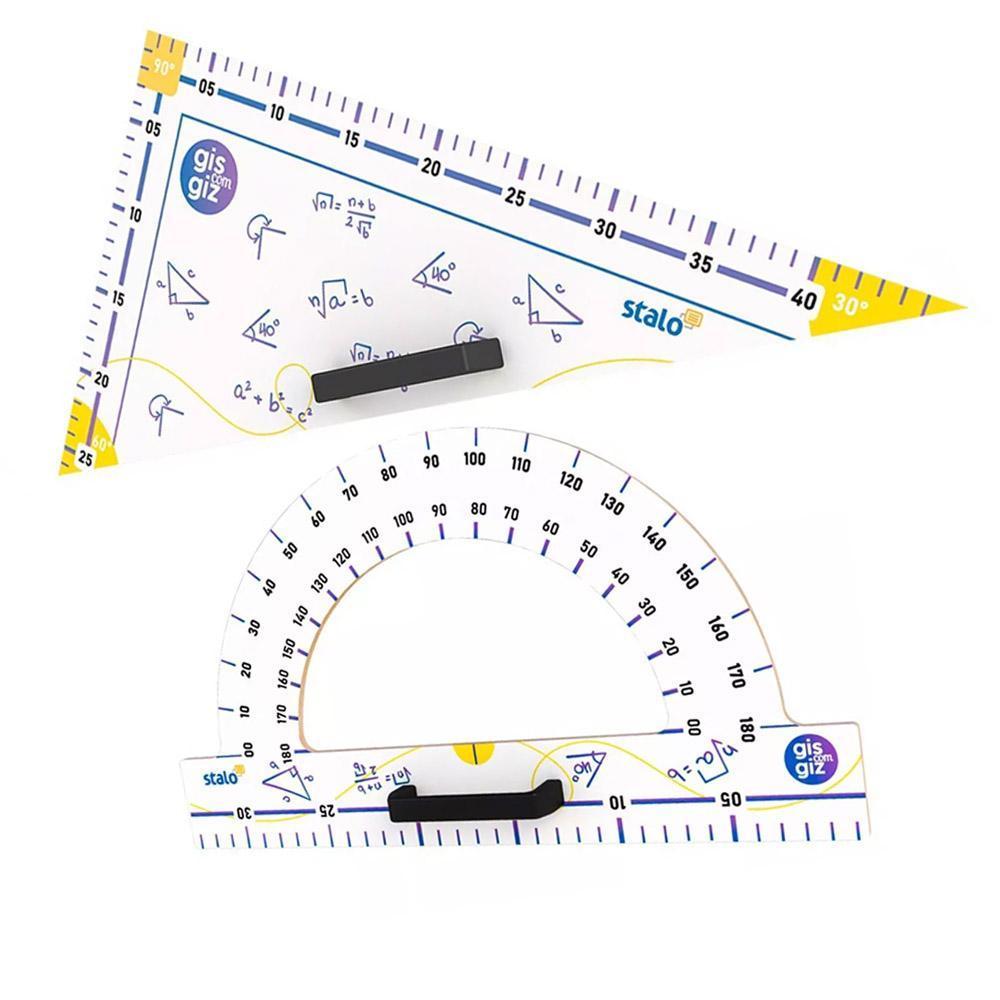 Kit Instrumentos Geométricos 4uni Escolar Gis Com Giz Stalo - Carrefour